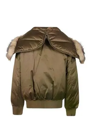 Michael Kors Faux Fur-trimmed Hooded Bomber Jacket - Brown