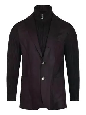 Eleventy Eleventy Layered-Style Rib-Knit Jacket Brown