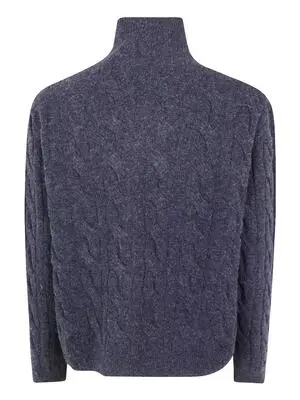 JCSOPHIE Cable-knit High-neck Cardigan - Grey