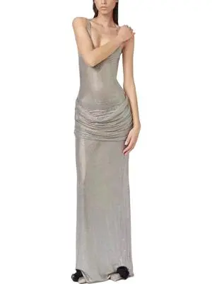 Giuseppe Di Morabito Embellished Draped Maxi Dress - Silver