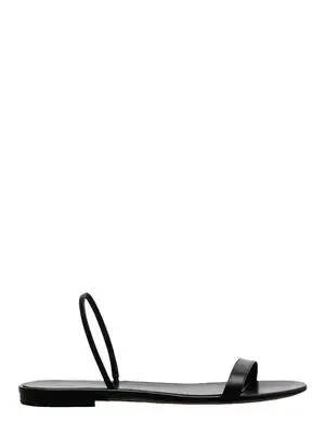 THE ROW Ella Flat Sandals In Lambskin Leather - Black