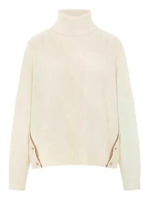 Liu Jo Wool-blend Turtleneck With Button Detail - Neutrals