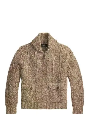Ralph Lauren Cable-knit Zip Cardigan With Shawl Collar - Brown
