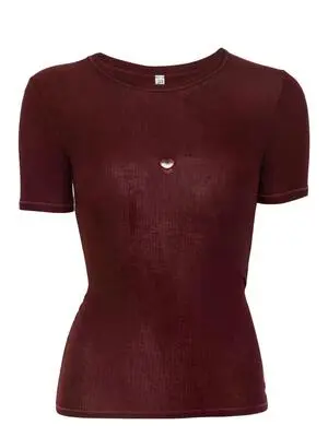 BASERANGE Ribbed Heart Cutout T-shirt - Red