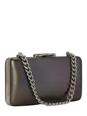 Ralph Lauren Franki Metallic Leather Clutch Bag - Grey