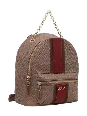 Liu Jo Monogram Backpack With Chain Detail - Neutrals