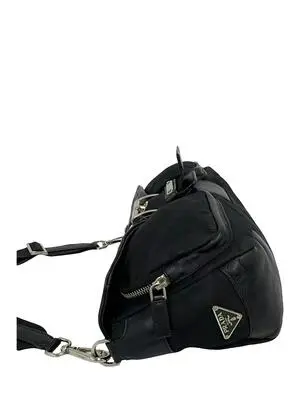 Prada Tessuto And Calfskin Crossbody Bag - Black