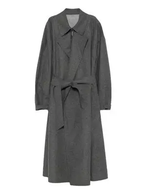 Emporio Armani Belted Wool-blend Coat - Grey