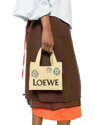 Loewe LOEWE X Paula's Ibiza Mini Crystal-Embellished Tote Bag Neutrals