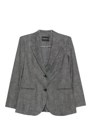 Emporio Armani Check-pattern Single-breasted Blazer - Grey