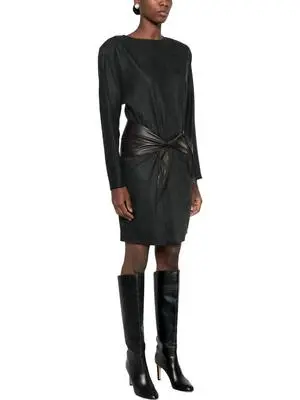 Emporio Armani Belted Long-sleeve Midi Dress - Grey