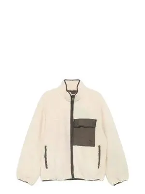 Maison Kitsuné Fleece-texture Panelled Jacket Neutrals