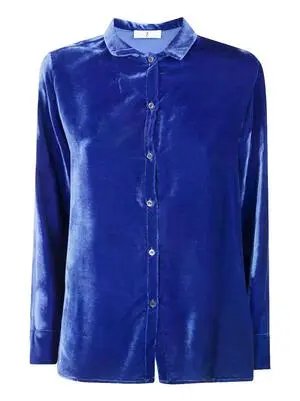 WHYCI Velvet Long-sleeve Shirt - Blue