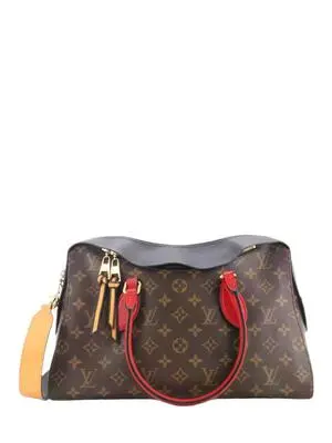 LOUIS VUITTON Monogram Canvas Tuileries Handbag With Leather Satchel - Black