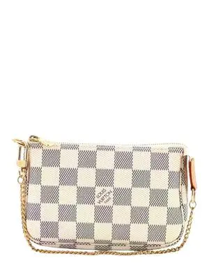 LOUIS VUITTON Pochette Accessoires Damier Mini Clutch Bag - White