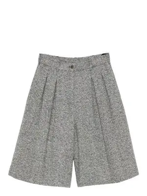 Emporio Armani Pleated Tweed Tailored Shorts - Black