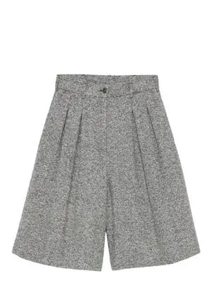 Emporio Armani Pleated Tweed Tailored Shorts - Black