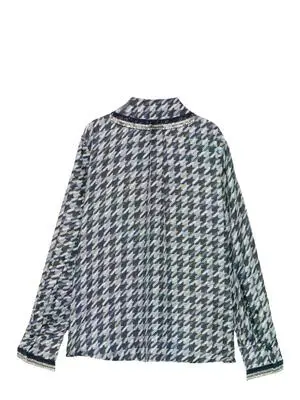 Dice Kayek Houndstooth Tasseled Silk Shirt - Blue