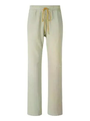 Rhude Logo-embroidered Worn-effect Cotton Track Pants - Green