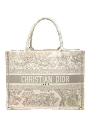 Dior Christian Dior Canvas Embroidered Book Tote Bag Grey