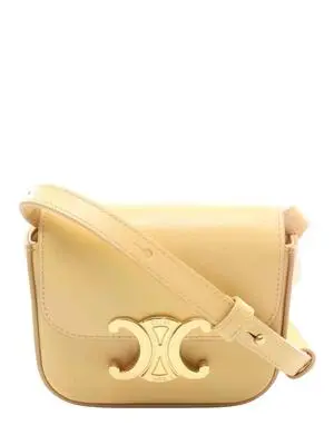 Celine Mini Shiny Calfskin Triomphe Crossbody Bag - Yellow