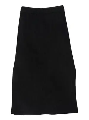 A.p.c. Ribbed Knit Midi Skirt With Side Slits - Black