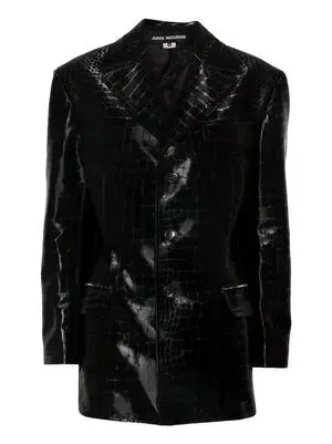 Junya Watanabe Crocodile-effect Notched-lapels Jacket - Black