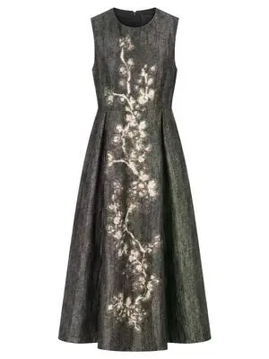 PSOPHIA Sleeveless Floral Jacquard Midi Dress - Grey