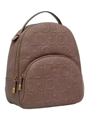 Liu Jo Logo Embossed Textured Backpack - Brown