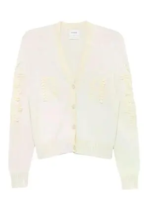 BARRIE Logo-embroidered V-neck Cardigan - Neutrals