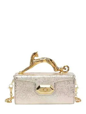 LANVIN Pencil Cat Nano Bag In Crackled Metallic Leather - Gold