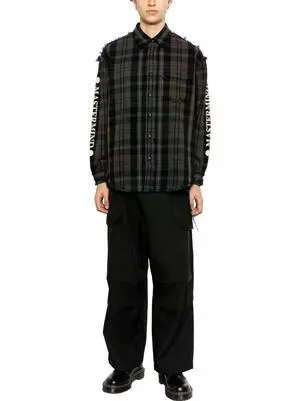 MASTERMIND WORLD Check Frayed Shirt - Black