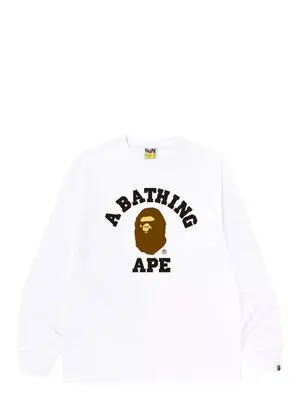 A BATHING APE College Logo-print Long-sleeve T-shirt - White