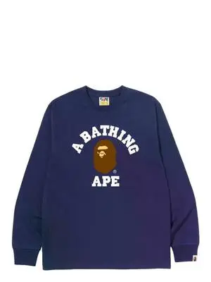 A BATHING APE Logo-print Long-sleeve T-shirt Blue