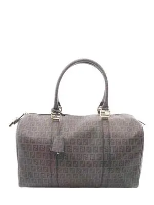 Fendi Zucchino Coated Canvas Boston Bag - Brown
