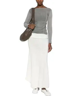 BASERANGE Omato Ribbed-knit Boat-neck Top - Grey