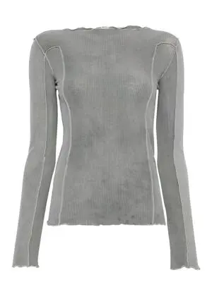 BASERANGE Baserange Omato Ribbed-Knit Boat-Neck Top Grey