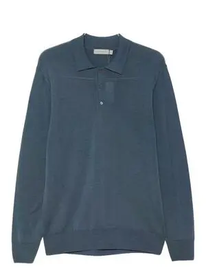 Canali Long-sleeve Polo Sweater Blue