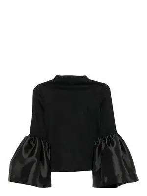 MARQUES' ALMEIDA Puffed-sleeve Ribbed-knit Top - Black