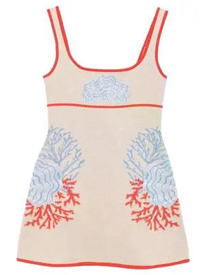 Retrofete Valcra Crystal-embellished Intarsia-knit Mini Dress - Neutrals