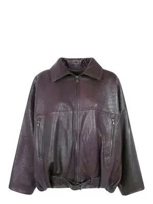 EMMETI Emmeti Belted Zip-Up Leather Jacket