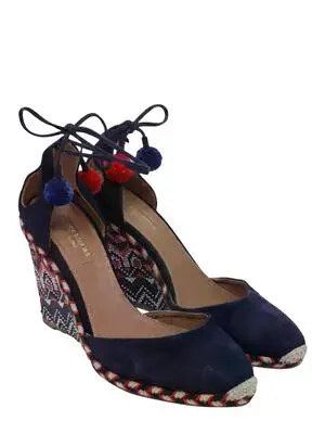 AQUAZZURA Wedge Espadrilles With Pom-pom Embellishments - Blue