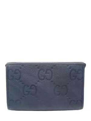 Gucci Jumbo Gg Calfskin Pouch Clutch Bag - Blue