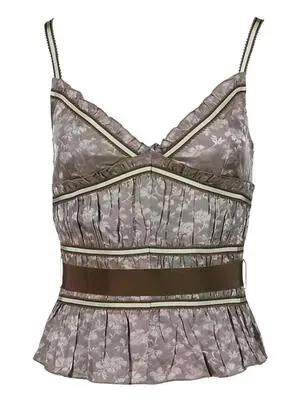 KNWLS Freya Ruffled Floral-print Camisole Top - Brown