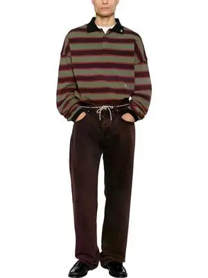 Rhude Striped Long-sleeve Polo Shirt - Green