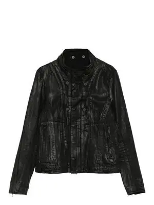 JULIUS Coated High-neck Jacket - Black