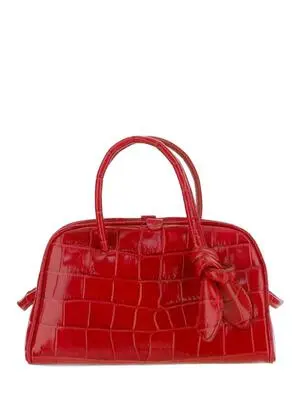 Jacquemus Leather Croc-effect Knotted Top Handle Bag With Silver-tone Hardware - Red