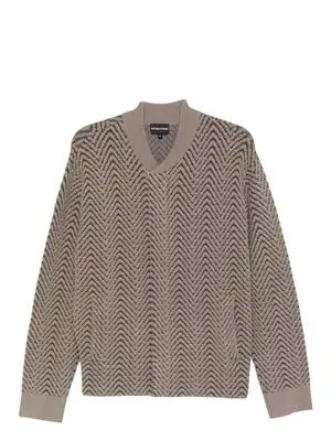Emporio Armani Chevron Knit Jacket - Neutrals