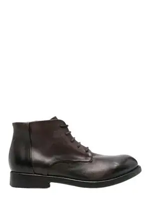 LEQARANT Leather Lace-up Derby Shoes - Brown