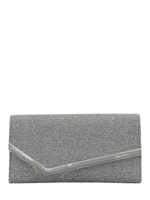 JIMMY CHOO Jimmy Choo Emmie Glitter-Effect Clutch Bag Silver